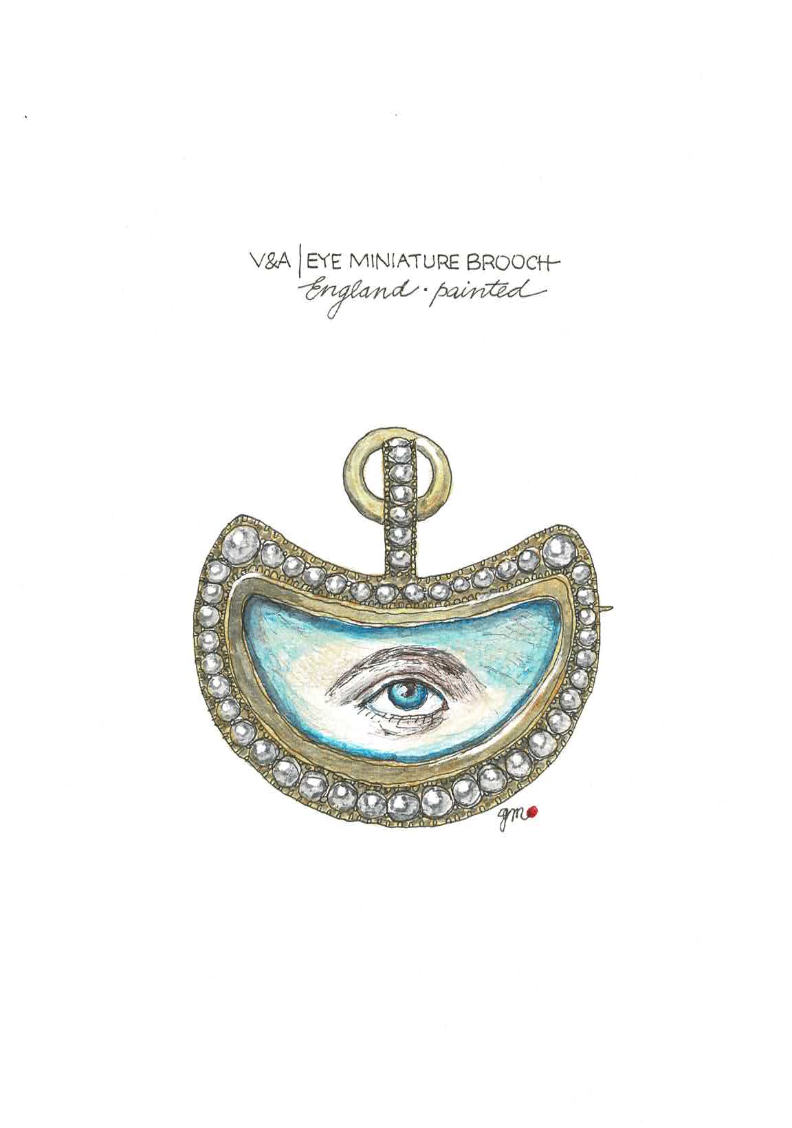 V&A Eye Miniature Brooch #3—Original Drawing (A5) | CJM. | Christine ...